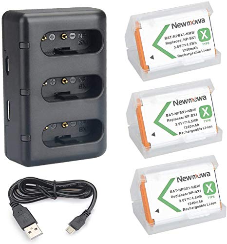 NP-BX1 Newmowa Replacement Battery (3-Pack) and 3-Channel USB Charger Set for Sony NP-BX1 and Sony DSC-RX100,DSC-RX100 II,DSC-RX100M II,DSC-RX100 III,DSC-RX100 IV,DSC-RX100 V/VII,ZV-1