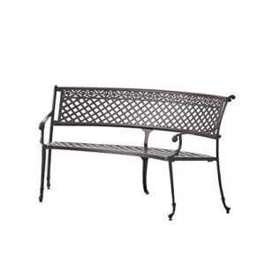 christopher knight home sebastian outdoor antique cast aluminum sector bench, shiny copper