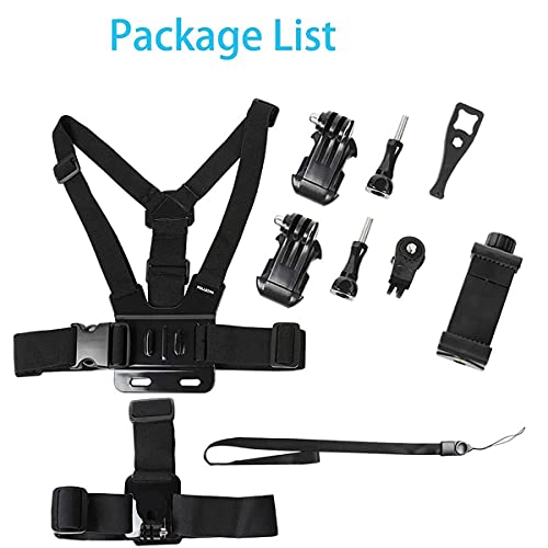 Mobile Phone Chest Strap Harness Mount Head Strap Holder Kit for POV/VLOG,Cell Phone Clip Compatible with iPhone,Samsung,GoPro Hero 9, 8,7, 6, 5, 4,, 3,2, 1,AKASO,DJI Osmo,and Action Cameras…