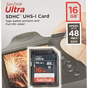 5 Pack - SanDisk Ultra 16GB SD SDHC Memory Flash Card UHS-I Class 10 Read Speed up to 48MB/s 320X SDSDUNB-016G-GN3IN Wholesale Lot + (5 Cases)