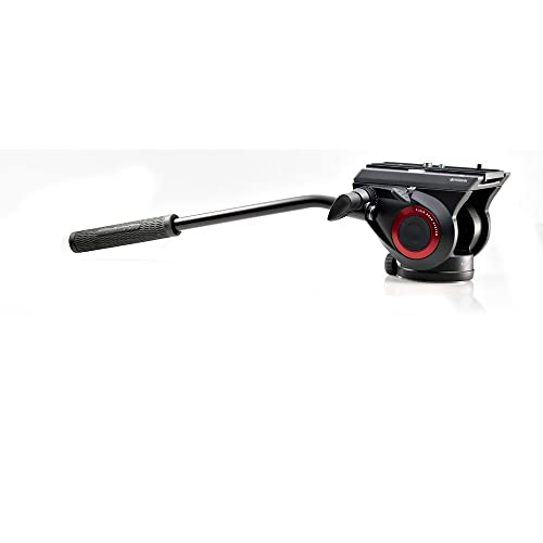 Manfrotto MVH500AH, Lightweight Fluid Video Head with Flat Base, Sliding Plate for Rapid Camera Connection, Supports Multiple Tripods