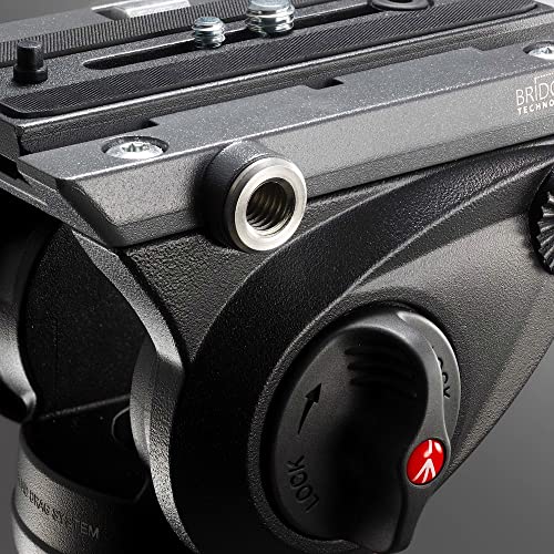 Manfrotto MVH500AH, Lightweight Fluid Video Head with Flat Base, Sliding Plate for Rapid Camera Connection, Supports Multiple Tripods