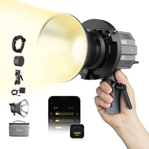 video light, colbor cl60 65w cob led continuous output lighting 2700k-6500k cri97+ monolight with bowens mount app control for outdoor shooting filming conference, led-video-light-photography-studio