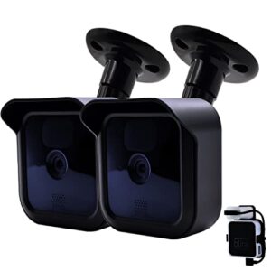 all-new blink camera housing and wall mount bracket,360° adjustable bracket and weather proof protective cover with blink sync module outlet for blink indoor/outdoor security system (black 2 pack)