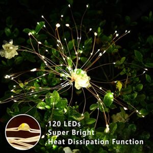 4 PCS Solar Firework Light, Outdoor Solar Garden Decorative Lights 120 LED Powered 40 Copper Wires String DIY Landscape Light for Walkway Pathway Backyard Christmas Decoration Parties (Warm White1)