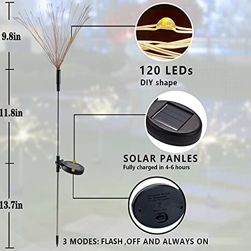 4 PCS Solar Firework Light, Outdoor Solar Garden Decorative Lights 120 LED Powered 40 Copper Wires String DIY Landscape Light for Walkway Pathway Backyard Christmas Decoration Parties (Warm White1)