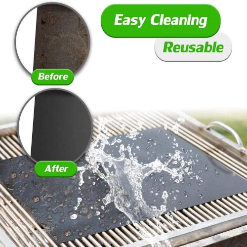 YFeiQi Reusable Non Stick Barbecue Accessories, 13"x16, high Temperature Resistant, Easy to Clean, Barbecue mat Outdoor Baking mat Outdoor Picnic Cooking Barbecue Oven Tool (1PCS)