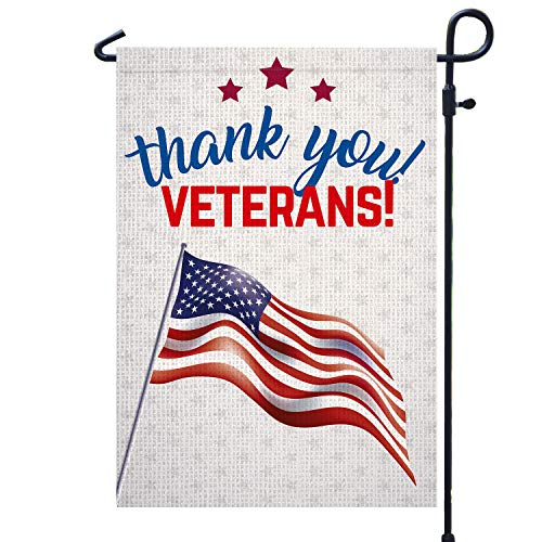 PAMBO Thank You Veterans Memorial Day Garden Flag | Vertical Double Sided Outdoor & Yard Flag for Patriotic Flag, November Veterans Day Decoration 12.5" x 18"