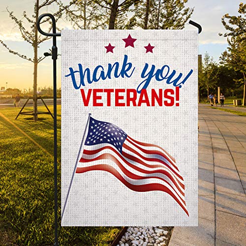 PAMBO Thank You Veterans Memorial Day Garden Flag | Vertical Double Sided Outdoor & Yard Flag for Patriotic Flag, November Veterans Day Decoration 12.5" x 18"