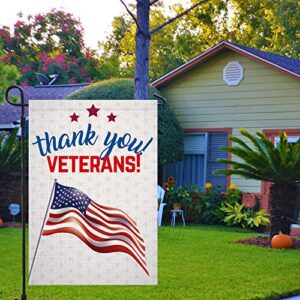 PAMBO Thank You Veterans Memorial Day Garden Flag | Vertical Double Sided Outdoor & Yard Flag for Patriotic Flag, November Veterans Day Decoration 12.5" x 18"