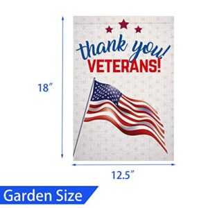 PAMBO Thank You Veterans Memorial Day Garden Flag | Vertical Double Sided Outdoor & Yard Flag for Patriotic Flag, November Veterans Day Decoration 12.5" x 18"