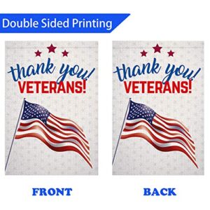 PAMBO Thank You Veterans Memorial Day Garden Flag | Vertical Double Sided Outdoor & Yard Flag for Patriotic Flag, November Veterans Day Decoration 12.5" x 18"