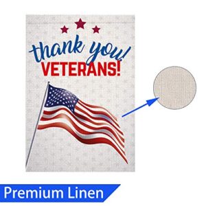 PAMBO Thank You Veterans Memorial Day Garden Flag | Vertical Double Sided Outdoor & Yard Flag for Patriotic Flag, November Veterans Day Decoration 12.5" x 18"