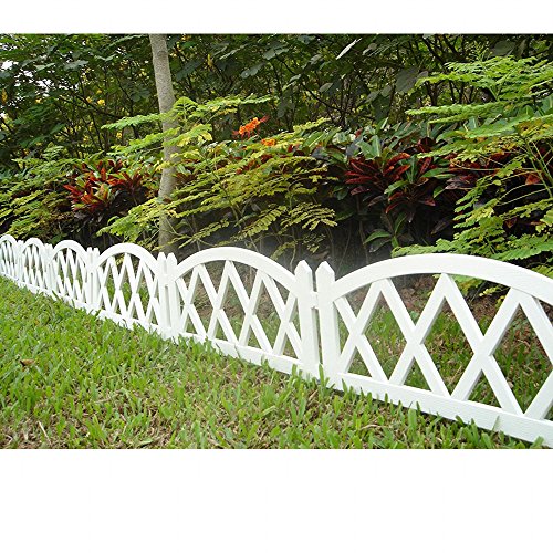 Worth Garden Plastic Fence Pickets Indoor Outdoor Protective Guard Edging Decor, White - Christmas Tree Fence - 10" H. x 95" L.