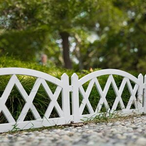 Worth Garden Plastic Fence Pickets Indoor Outdoor Protective Guard Edging Decor, White - Christmas Tree Fence - 10" H. x 95" L.