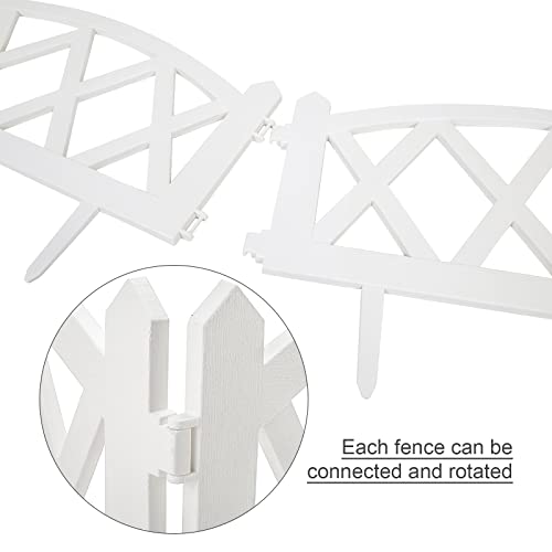 Worth Garden Plastic Fence Pickets Indoor Outdoor Protective Guard Edging Decor, White - Christmas Tree Fence - 10" H. x 95" L.