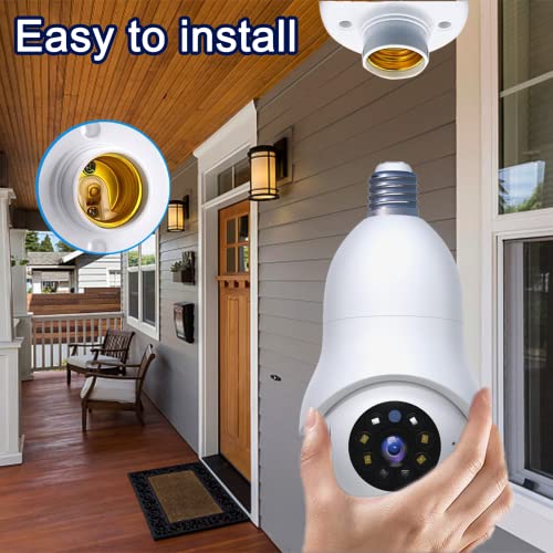 ADAPIDAE 5G Light Bulb Camera, Home Camera Outdoor Indoor,Safe Cam 360 with Motion Detection,Porch Light with Security Camera Full Color Day and Night (32G SD Card Included)