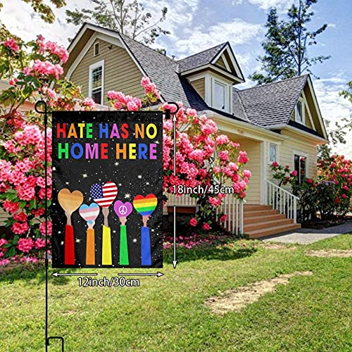 Hate Has No Home Here Garden Flag, 12 x 18 inch Yard Flag Human Rights Justice Sign, BLM Lawn Sign, Feminism Sign, Protest Sign Banner for Outdoor Yard Decoration