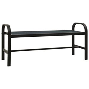 vidaxl patio bench garden outdoor lawn yard terrace balcony backyard seat seating sitting chair bench furniture steel and wpc black