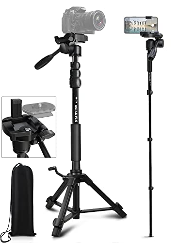 Camera Tripod 69 Inch, Patented 3-Way Swivel Portable Phone Tripod Professional Aluminum Alloy Travel Phone Camera Stand Monopod for Canon Nikon GoPro DSLR, DV Video Camcorder, Smartphone