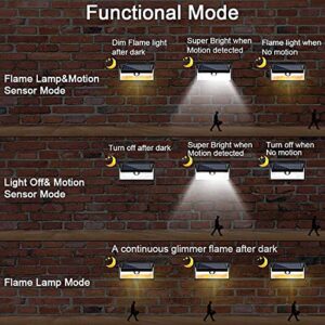 TOPUSER Solar Outdoor Lights,3 Modes Solar Flame Wall Light with Waterproof Motion Sensor Lights Solar Motion Lights for Yard Pathway Patio Garden Porch Backyards