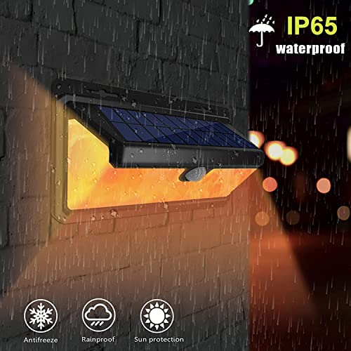 TOPUSER Solar Outdoor Lights,3 Modes Solar Flame Wall Light with Waterproof Motion Sensor Lights Solar Motion Lights for Yard Pathway Patio Garden Porch Backyards