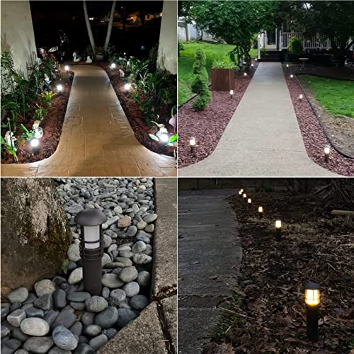 Malibu Aged Iron Collection LED Bollard Pathway Light Low Voltage Landscape Lighting Outdoor Bollard Lights for Lawn Patio Yard Walkway Driveway Pathway Garden Landscape, 8 Pack 8400-4320-08, Black