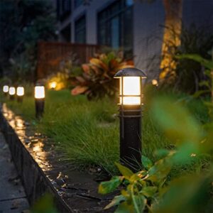 Malibu Aged Iron Collection LED Bollard Pathway Light Low Voltage Landscape Lighting Outdoor Bollard Lights for Lawn Patio Yard Walkway Driveway Pathway Garden Landscape, 8 Pack 8400-4320-08, Black