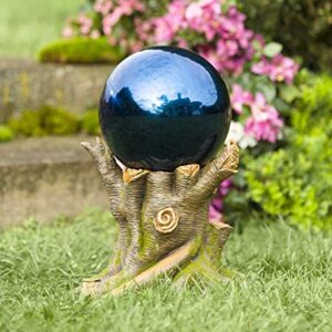 Plow & Hearth 52610-BL Stainless Steel Gazing Ball, IIndigo Blue