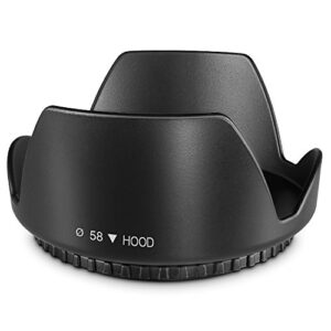 58mm tulip flower lens hood for canon eos 77d 80d 90d rebel t8i t7 t7i t6i t6s t6 sl2 sl3 dslr cameras with canon ef-s 18-55mm f/3.5-5.6 is lens and select nikon lenses