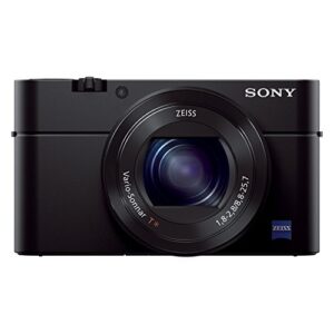 sony rx100 iii 20.1 mp premium compact digital camera w/1-inch sensor and 24-70mm f1.8-2.8 zeiss zoom lens (dscrx100m3/b), 6in l x 4.65in w x 2.93in h, black