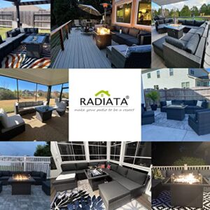 RADIATA 5 Piecess PE Wicker Patio Furniture Set Sectional High Back Large Size Sofa Sets with Propane Fire Pit Table 55000 BTU Balcony Backyard Rattan Conversation Sets for Outdoor（Dark Gray）