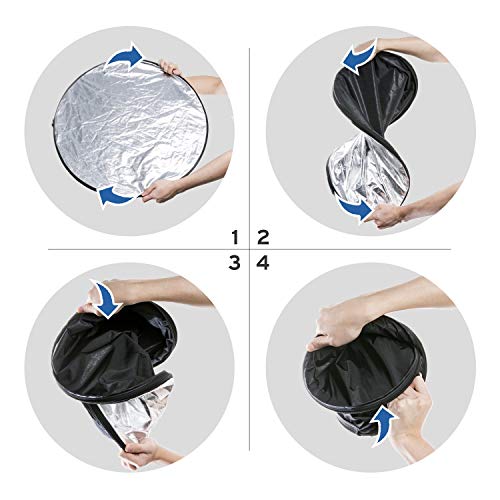 Etekcity 24" (60cm) 5-in-1 Photography Reflector Light Reflectors for Photography Multi-Disc Photo Reflector Collapsible with Bag - Translucent, Silver, Gold, White and Black