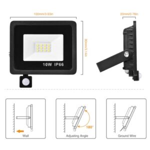 Hemousy Motion Sensor Flood Lights Outdoor,10W 1000LM Super Bright Induction LED Lamp,3000K Warm White LED Sensor Light,IP66 Waterproof Security Light for Garden,Garage,Porch,Yard