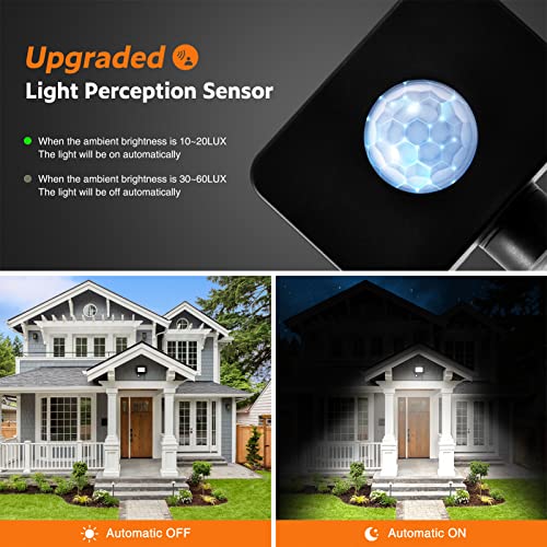 Hemousy Motion Sensor Flood Lights Outdoor,10W 1000LM Super Bright Induction LED Lamp,3000K Warm White LED Sensor Light,IP66 Waterproof Security Light for Garden,Garage,Porch,Yard