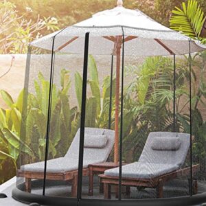 Pure Garden Patio Umbrella Netting for 9’ Patio Table Umbrellas & Furniture- Zippered Mesh Enclosure Cover with Weighted Netting