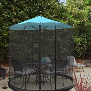 Pure Garden Patio Umbrella Netting for 9’ Patio Table Umbrellas & Furniture- Zippered Mesh Enclosure Cover with Weighted Netting