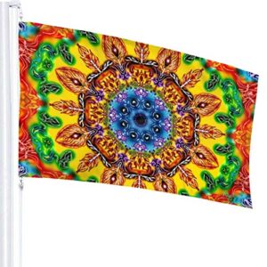 Hippie Pattern Flag 3x5 Ft Outdoor Decorative Banner Outside Hanging Standard Flag for Yard Garden Lawn Holiday