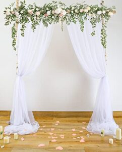 white backdrop curtain for parties 10 ft x 10 ft sheer tulle backdrop drapes for wedding ceremony birthday baby shower photo backdrop curtain decorations 2 panels 5ft x 10ft