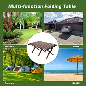 ZUZHII 3ft Low Height Portable Folding Wooden Travel Camping Table for Outdoor/Indoor Picnic, BBQ and Hiking with Carry Bag, Multi-Purpose for Patio, Garden, Backyard, Beach(Large, Walnut Wood)