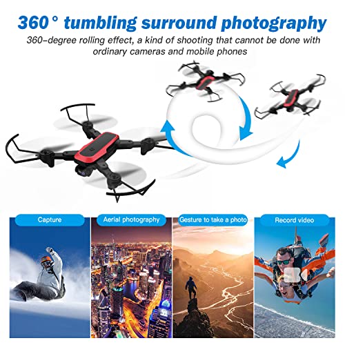 TizzyToy Drone with Camera 4K, Drones for adults, WiFi FPV RC Quadcopter with Gesture Control, 3D FlipFoldable Mini Drones Toys Gifts for Kids Beginners, Controlled Camera，Drone with LED Lights, Headless Mode,One Key Start Mode