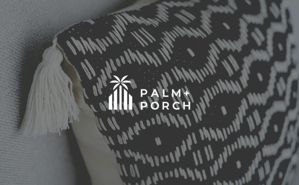 Palm and Porch - Boho Outdoor Pillow Covers - 20x20 Set of 2 - Woven Water Resistant Outdoor Pillows for Patio Furniture - Black and White Outdoor Pillows with Tassels