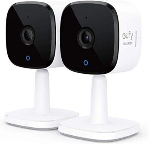 eufy security solo indoorcam c24 2-cam kit, 2k security indoor camera, plug-in camera with wi-fi, human and pet ai, works with voice assistants, night vision, two-way audio, homebase not compatible