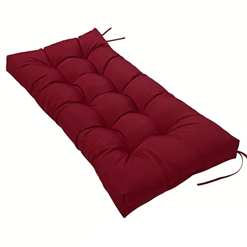 SEAHOME Waterproof Indoor/Outdoor Garden Bench Seat Cushions,Tufted Loveseat Cushion for Patio Furniture,Swing, Wicker, Garden Bench, Indoor, Shoe Storage, Window (51.1 X 19.6 Inch, Dark Red)