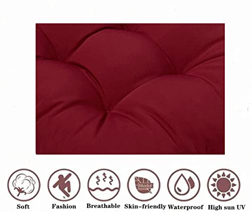 SEAHOME Waterproof Indoor/Outdoor Garden Bench Seat Cushions,Tufted Loveseat Cushion for Patio Furniture,Swing, Wicker, Garden Bench, Indoor, Shoe Storage, Window (51.1 X 19.6 Inch, Dark Red)