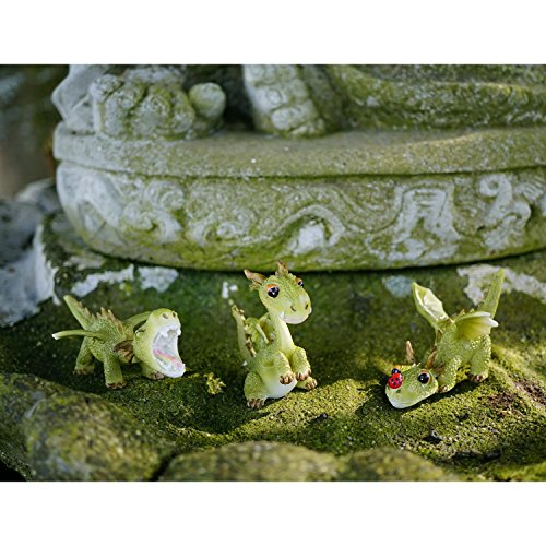 Top Collection 4413 Miniature Fairy Garden & Terrarium Mini Dragon Roaring Statue, Small, Green