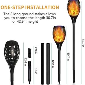 Upgraded Solar Torch Lights,YoungPower Waterproof Flickering Flames Solar Lights Outdoor Landscape Decoration Lighting Dusk to Dawn Auto On/Off Security Light for Garden Patio Deck Yard Driveway,1Pack