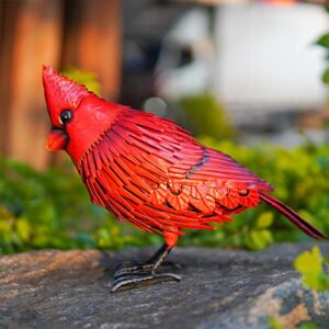 haitianxin metal cardinal garden decor outdoor, creative large red bird statue yard ornament, cardinal garden decorations yard art for patio lawn pathway courtyard vacation holiday collectible