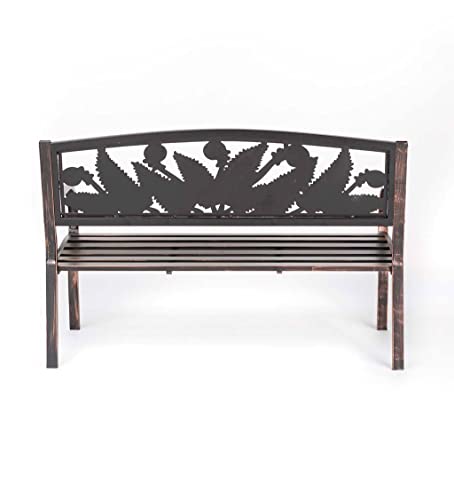 Plow and Hearth Fern Fronds Metal Garden Bench