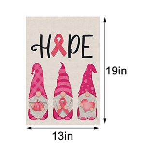 Breast Cancer Awareness Garden Flag Gnome Hope Pink Ribbon Pumpkin Vertical Double Sized Yard Outdoor Decoration